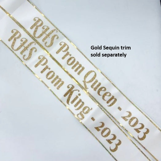 Prom / Homecoming Sash – Economy 3" Satin Ribbon | Glitter Text ...